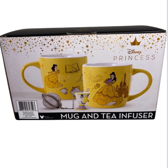 Disney | Dining | Disney Princess Belle Yellow Mug And Chip Tea Infuser ...